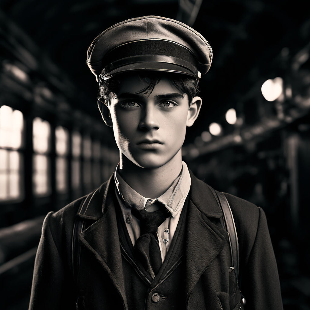 Portrait of a tough 17 year old from the 1900s wearing rippe... by Kurt ...