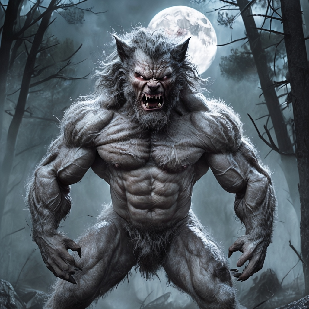 A mythical werewolf creature with an extremely exaggerated by ...