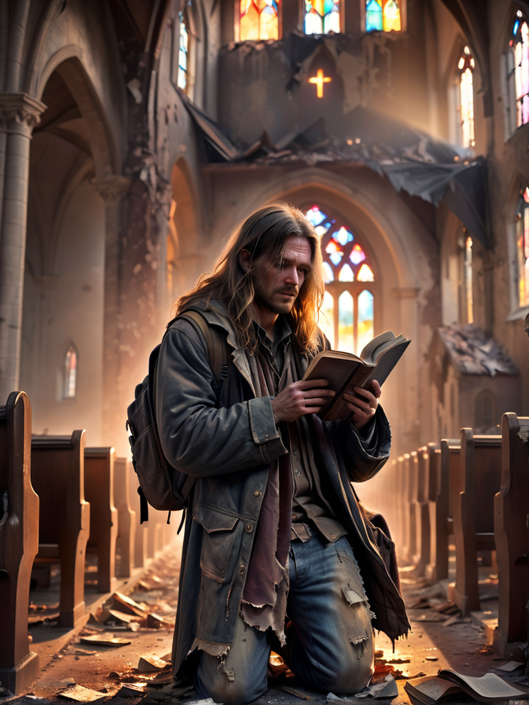 Post apocalyptic crumbling church by 신부의반지 - Playground