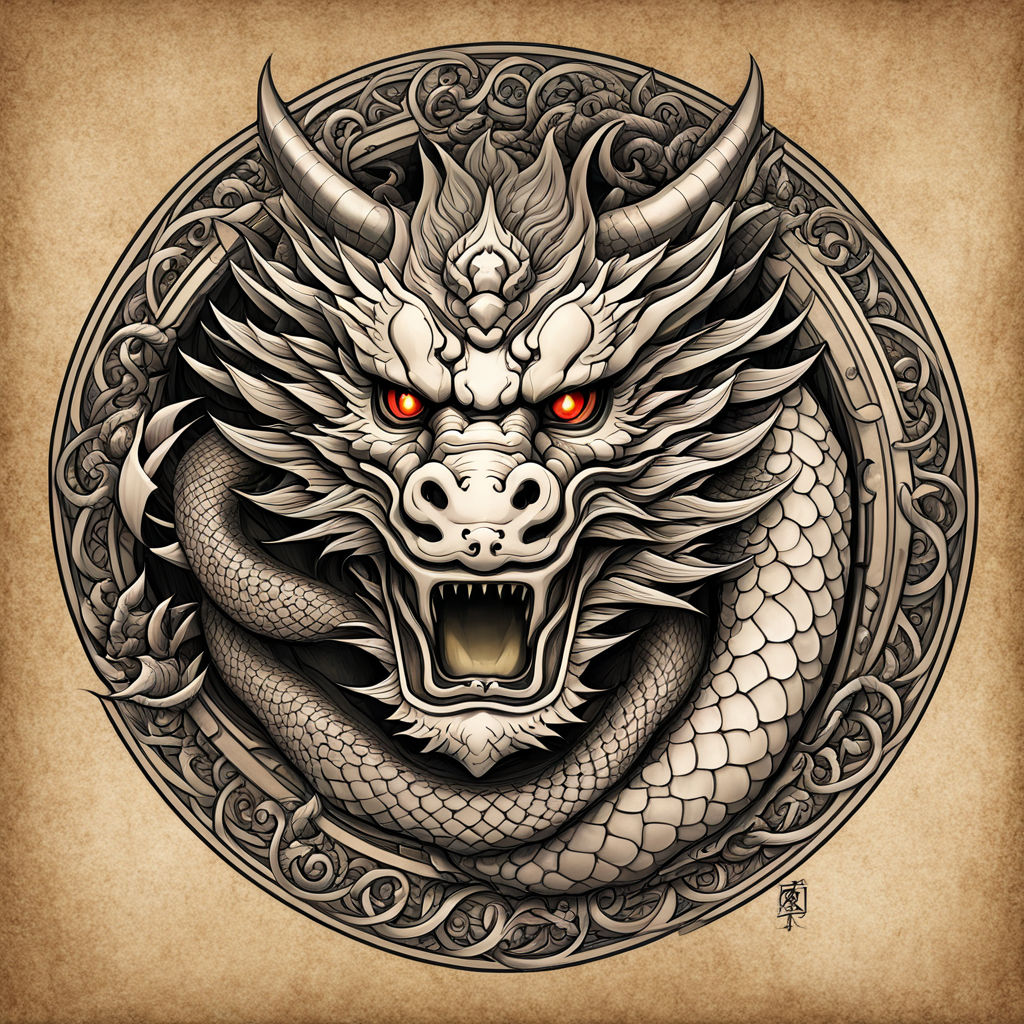 Japan dragon tattoo design sketch by Michal Mokan - Playground
