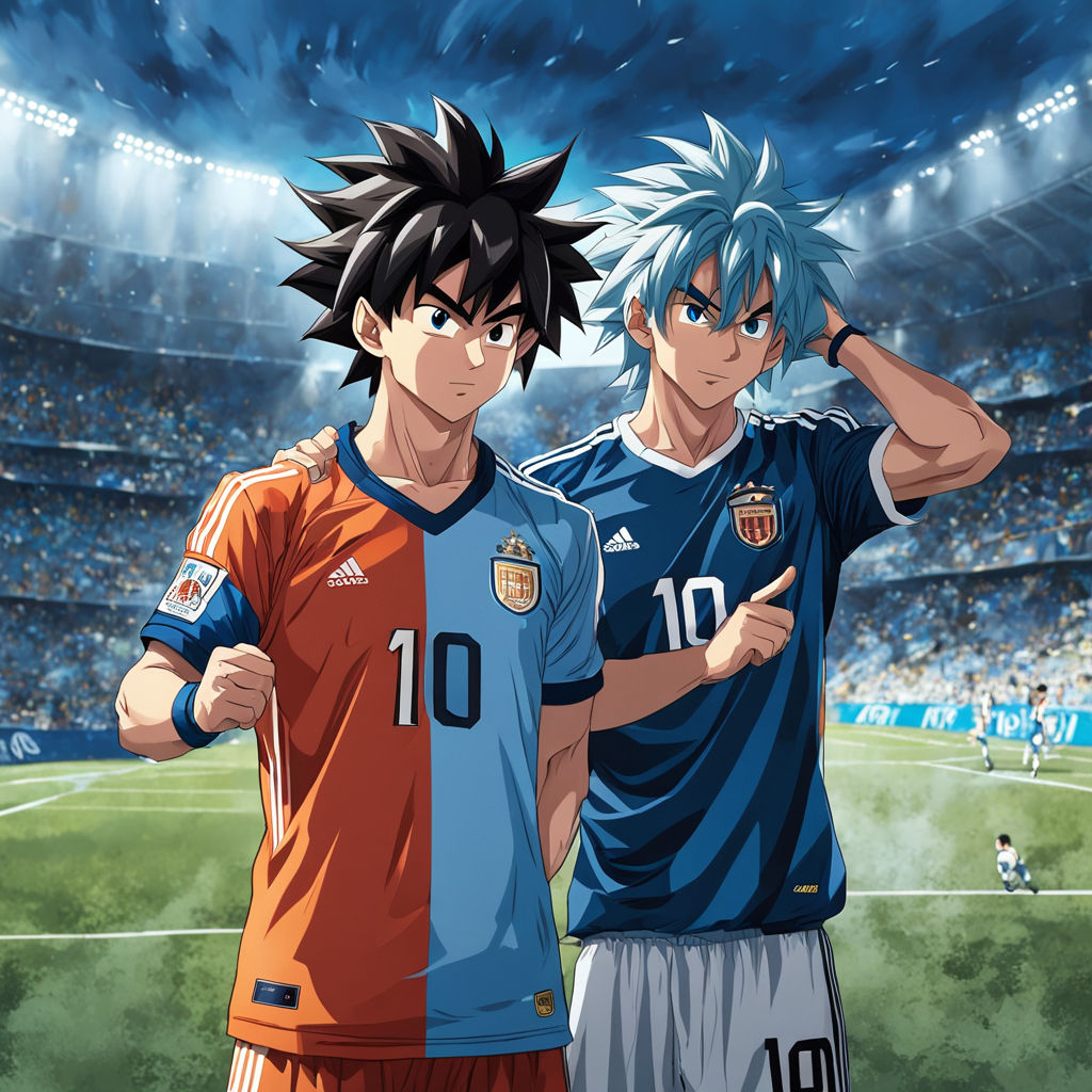 Goku and Lionel Messi standing side by side by Juan Cruz Alonso ...