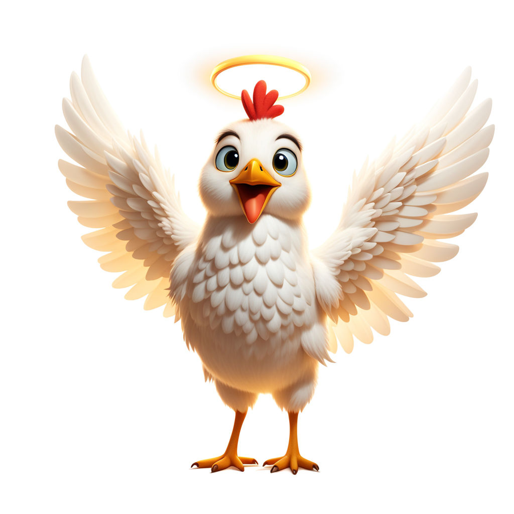 Angelic cartoon chicken with disproportionately large wings ... by Kylo ...