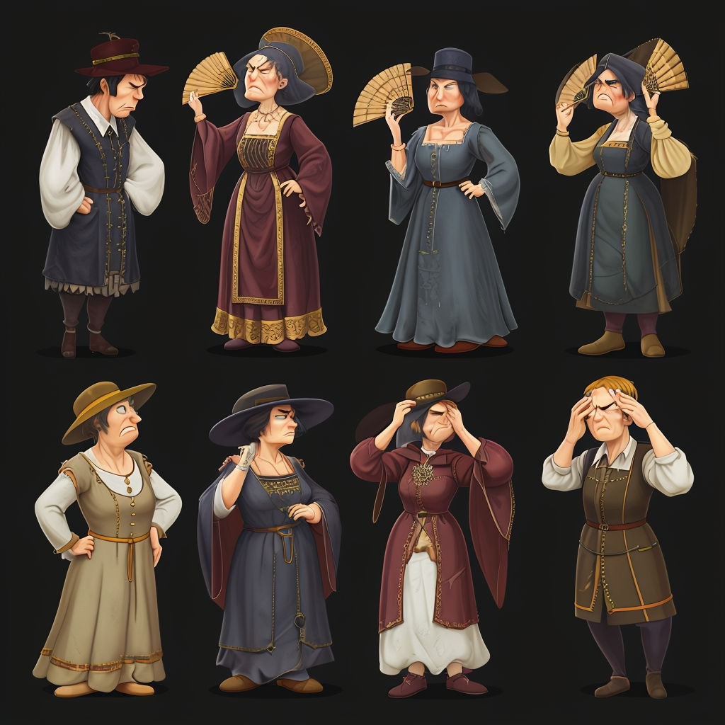 Create a sprite sheet featuring 8 European characters from t... by ...