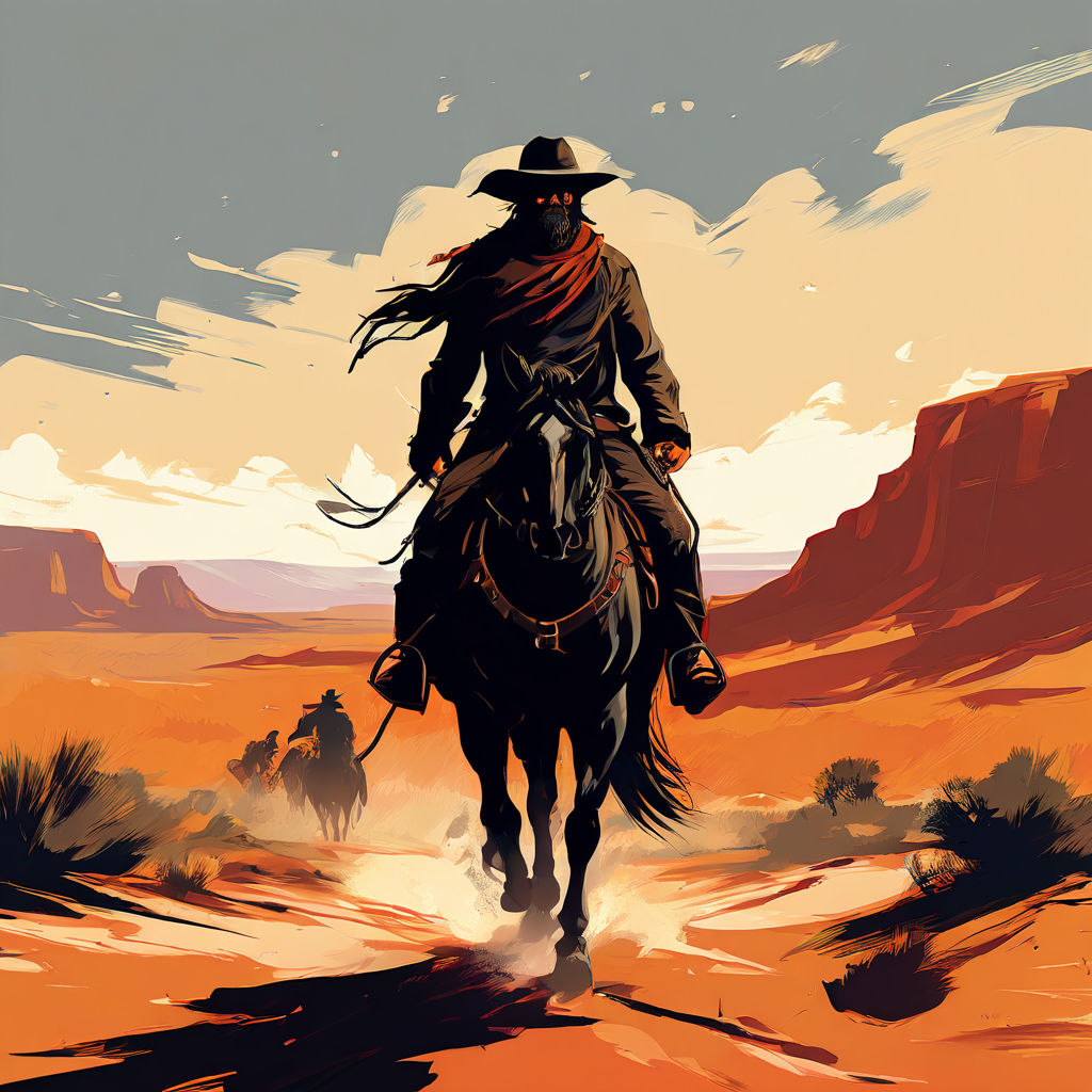 Draw vector image of one cowboy old western style with a ba... by Pot ...