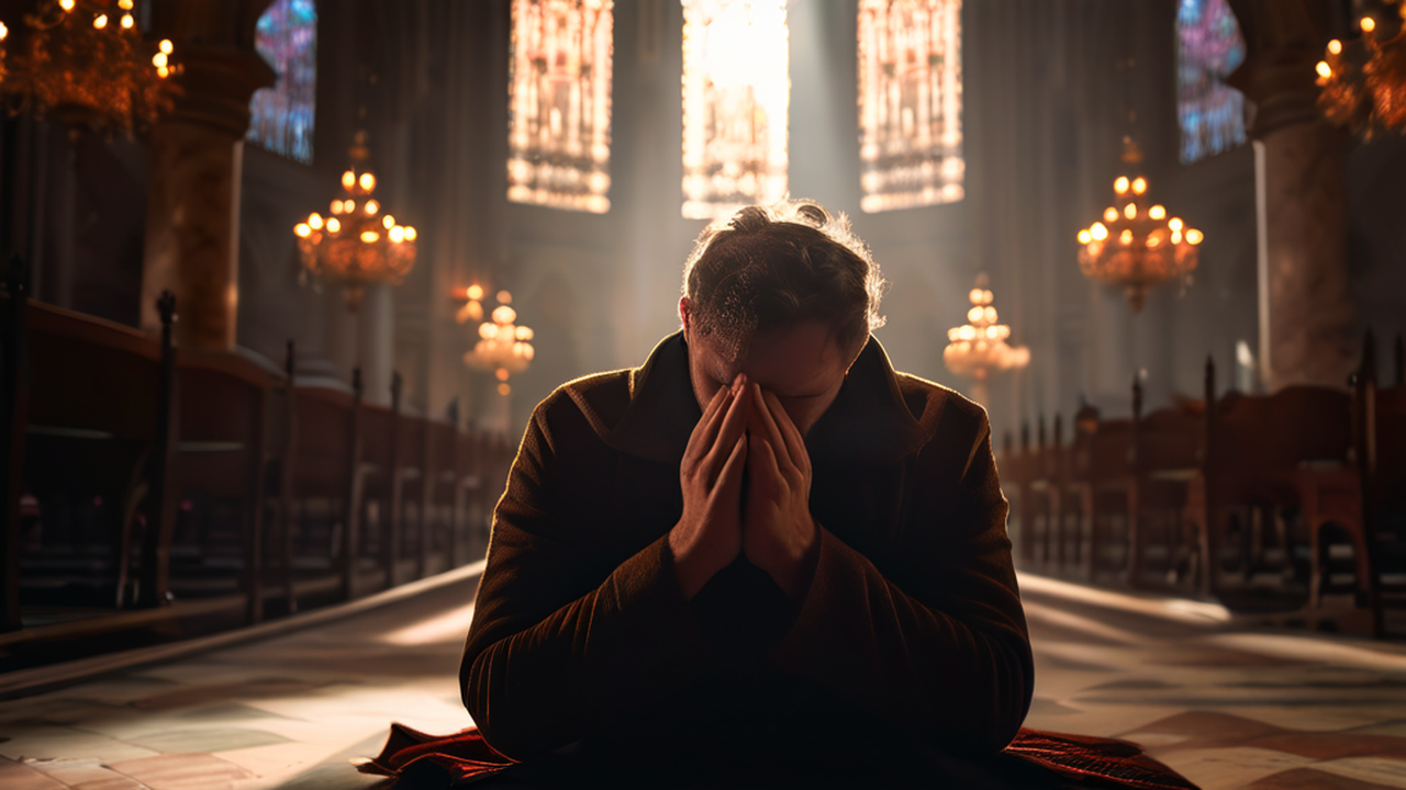 A devout individual in deep prayer by Bruno Metzker - Playground