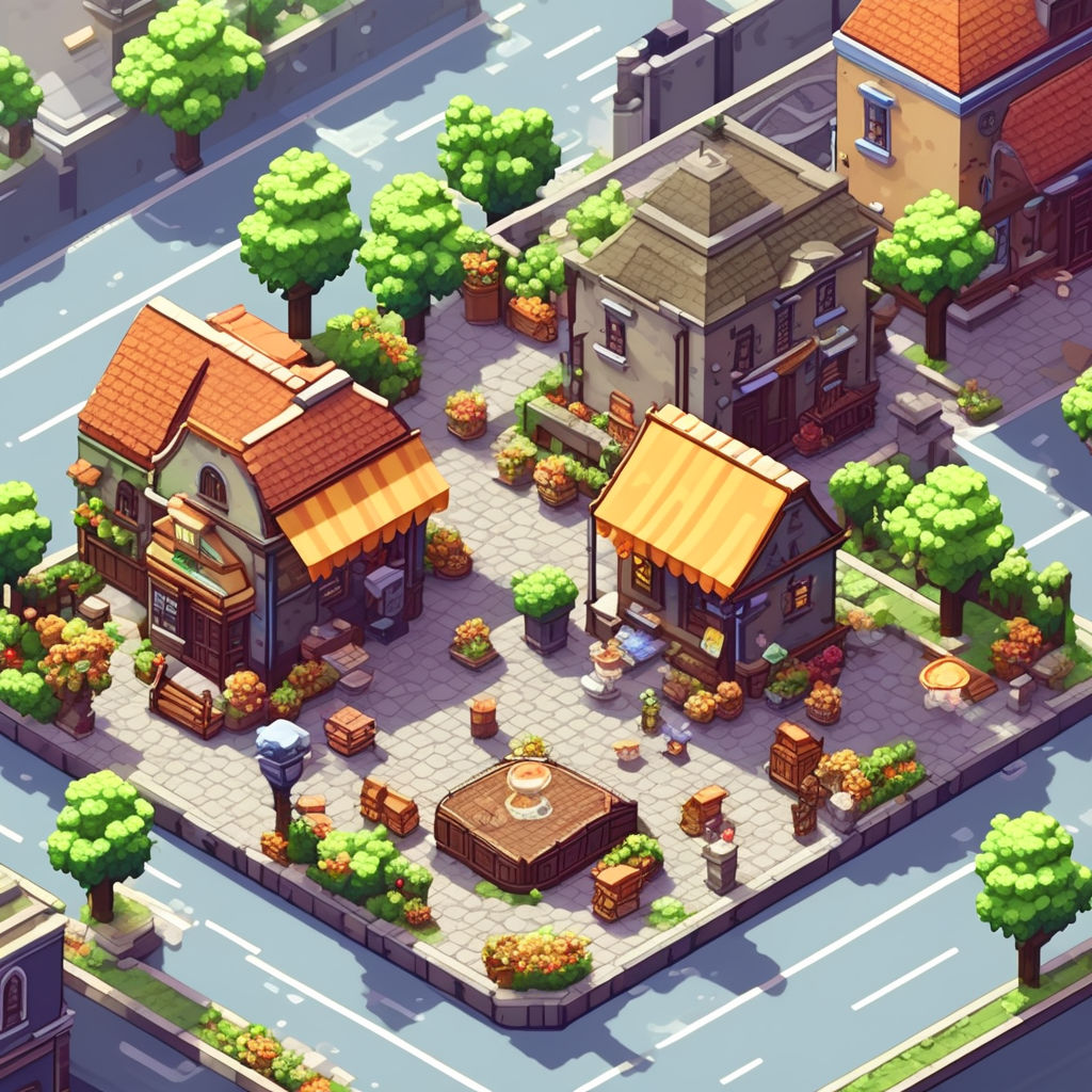 Pixel art top down isometric complete cosy city by Paras rana - Playground