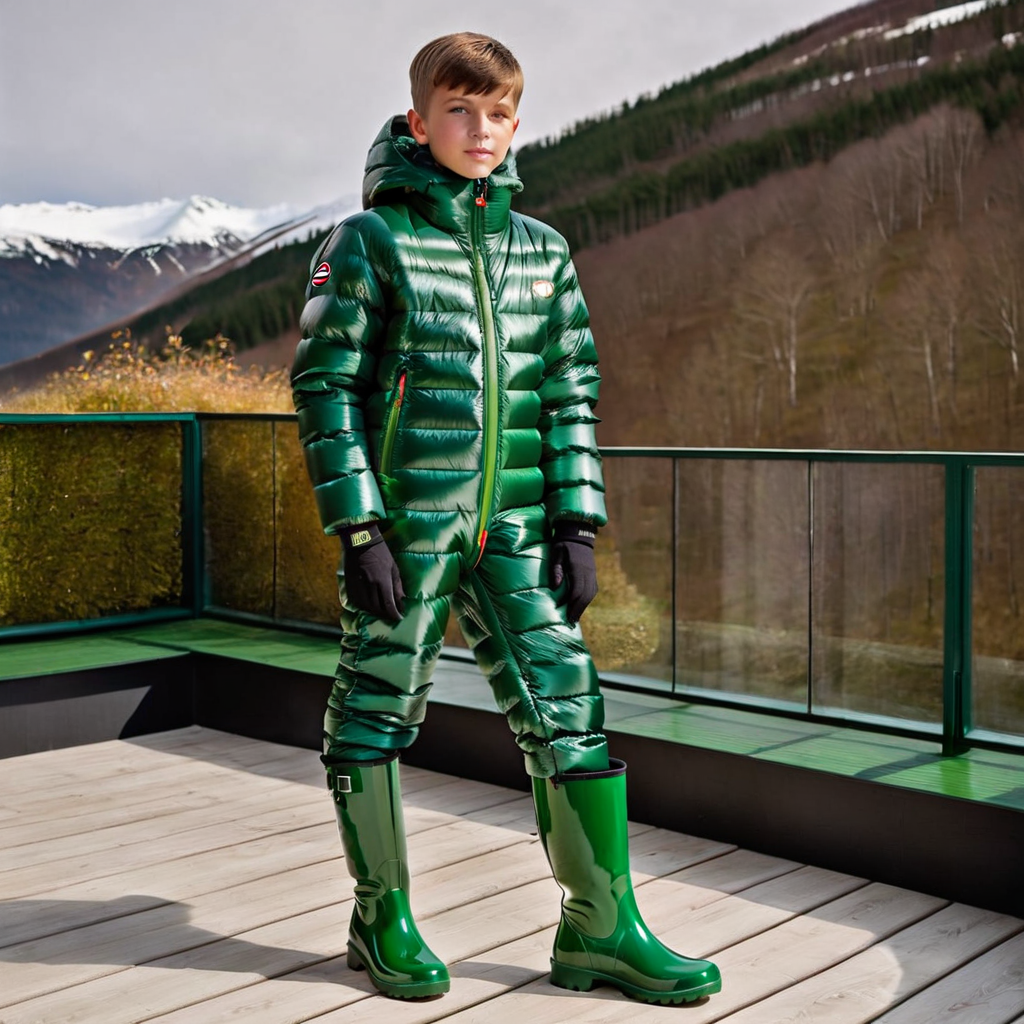 The serious 14-year-old KRISTO FERKIC in a moss green by Ulf Berner ...