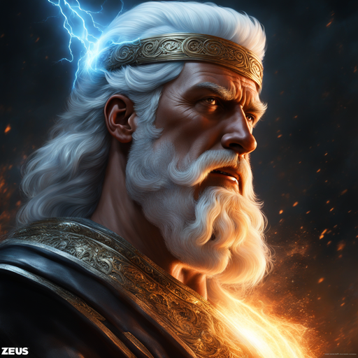 Zeus portrait head realistic thunder flash attack by Tu Watercolor ...