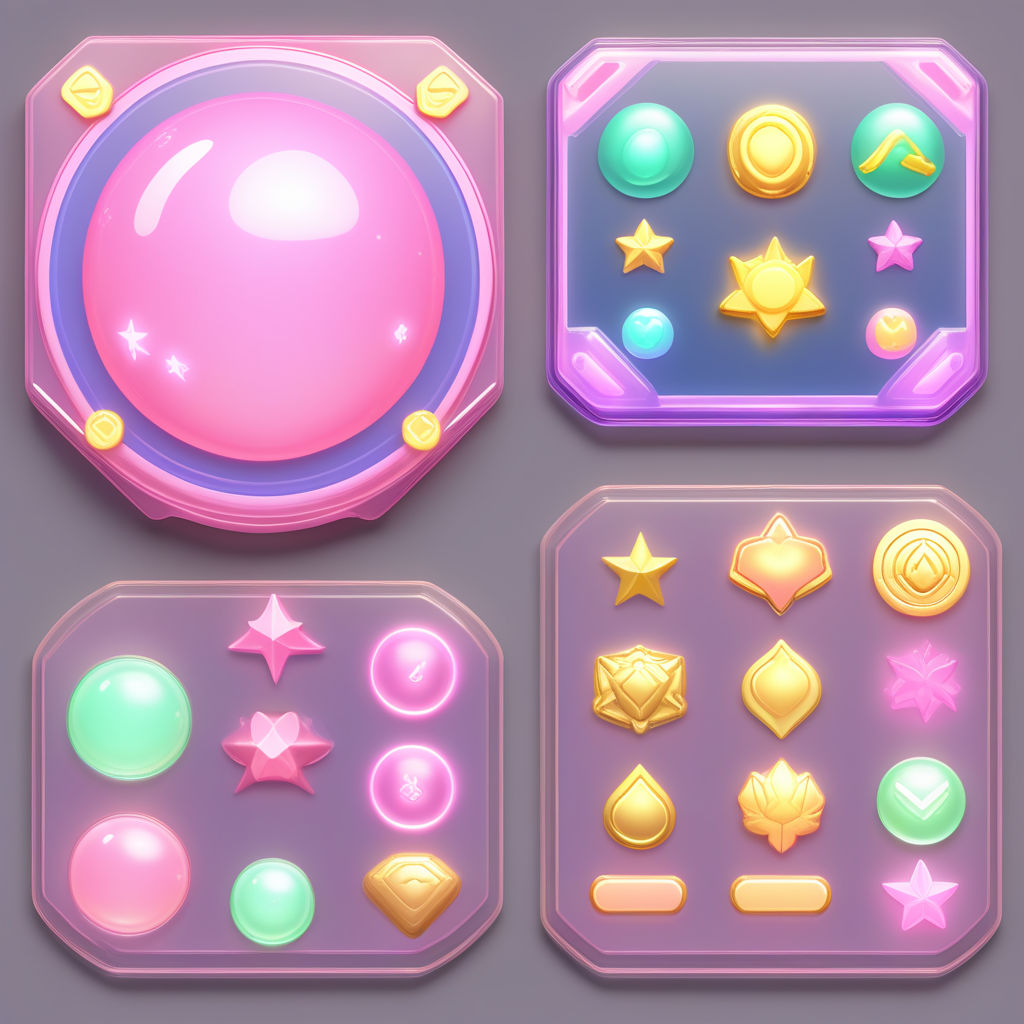 Chonky thick pastel glowing translucent UI GUI for a 3d PC v... by ...