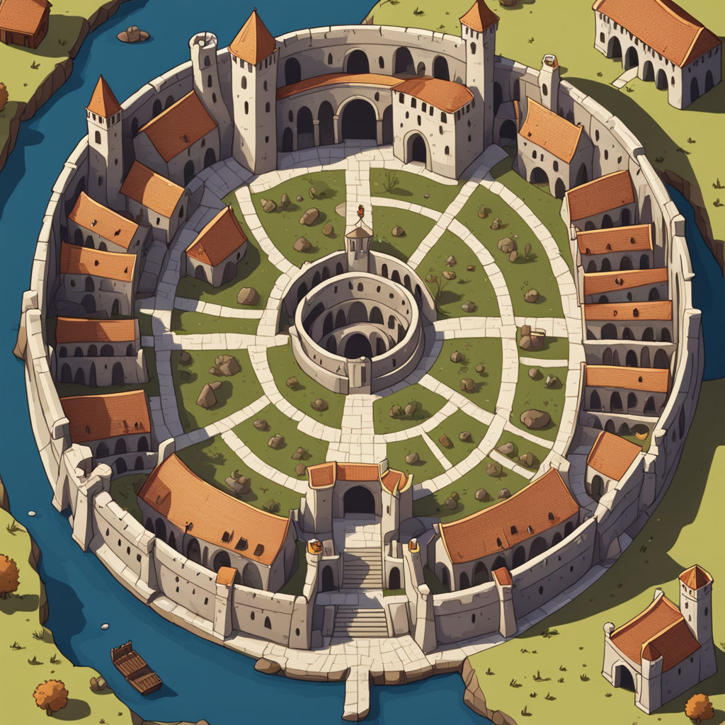 8x8 grid view cartoon map of medieval theme for a game map w... by L Od ...