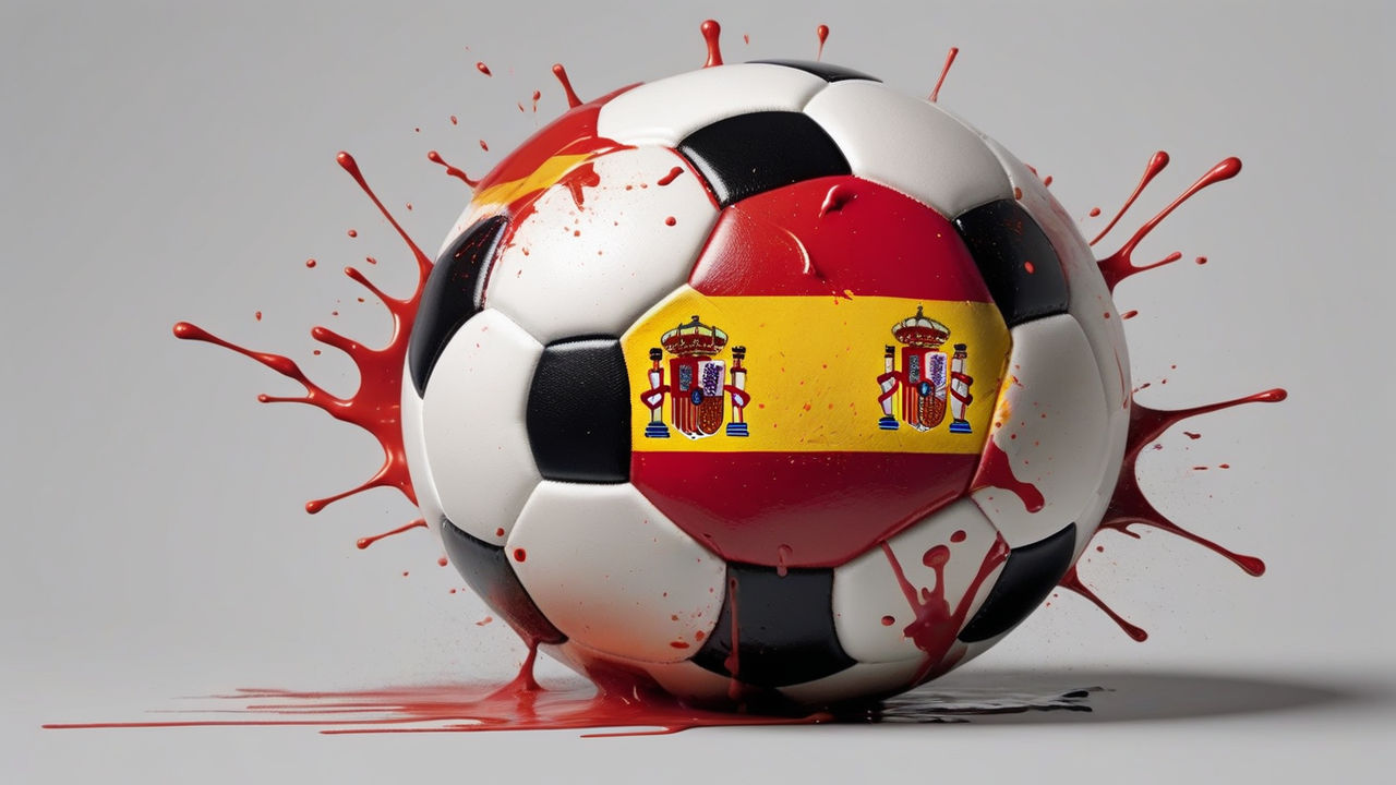 Realist soccer ball with splashes of Spanish flag -colored p... by ...