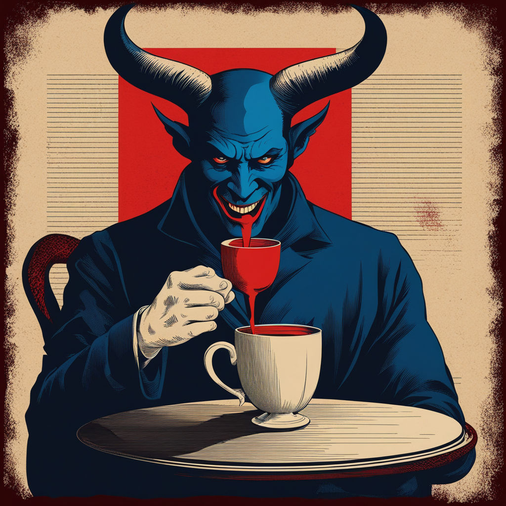 The devil drinking a cup of coffee by Jasmine Beusmans - Playground