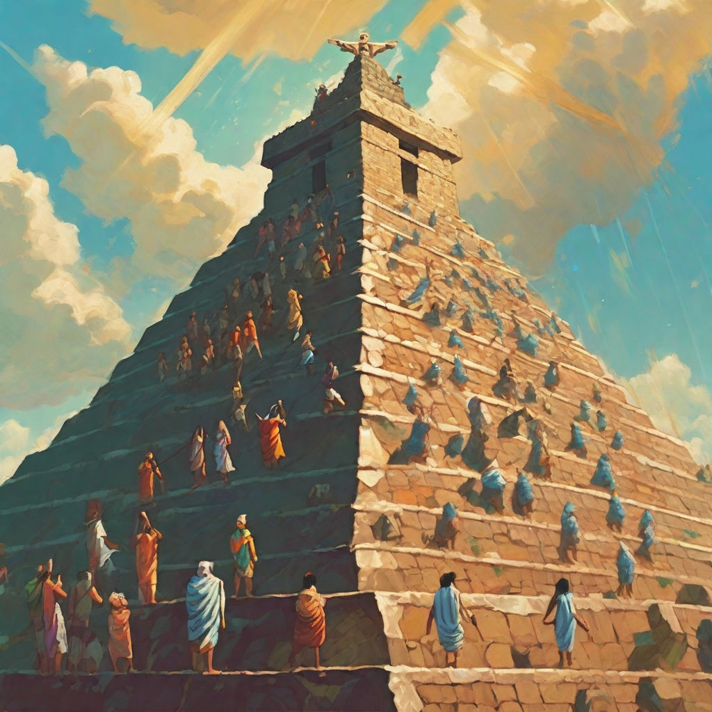 Jesus christ descending from heaven on a mayan/aztec pyramid... by ...