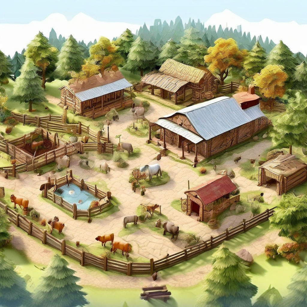 "Design a big picturesque mini zoo map plan nestled in a qua... by ...