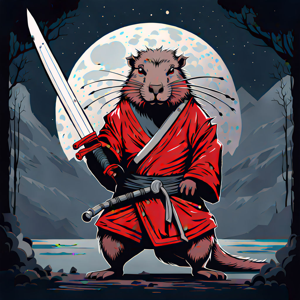 A dangerous looking capybara in a ninja outfit by Glavos - Playground