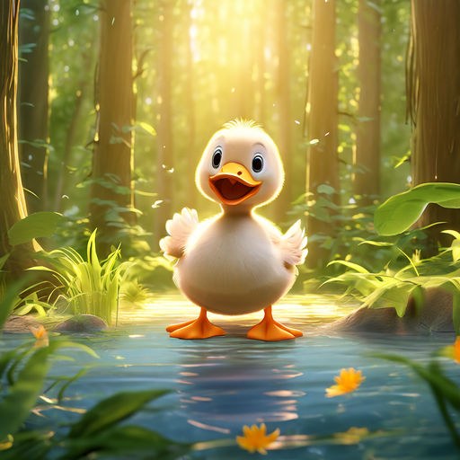 Cartoon 3D animation of a little duck venturing into a dense... by ณัฐ ...