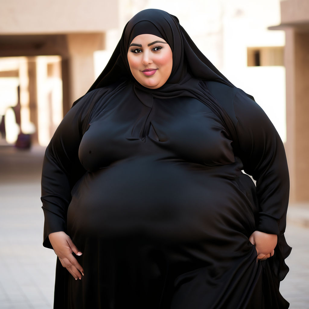 A fat Arab woman with a big belly wearing a tight black abay... by Almarsumy Mustafa - Playground