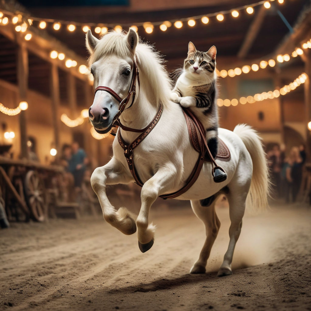 Fantasy digital art of a mini horse riding on a huge cat by Александр ...