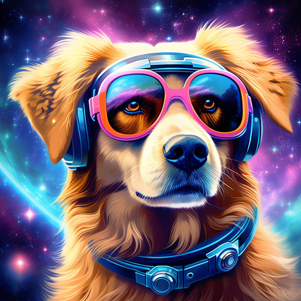 "Galactic Explorer": An otherworldly dog with a cosmic backd... by ...