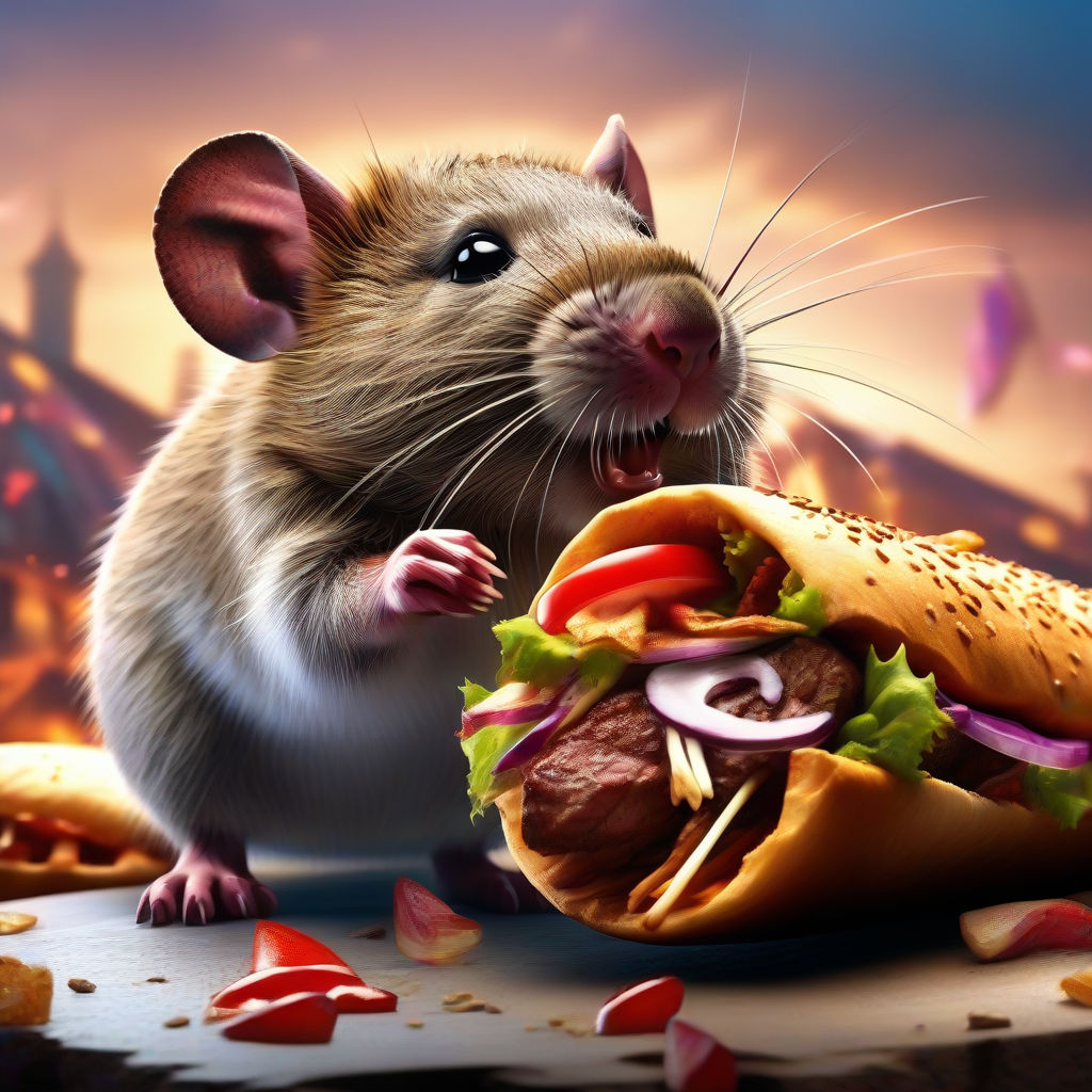 A rat eating a doner kebab by C F - Playground