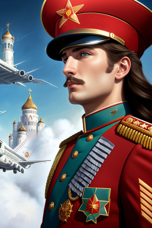 An ultra-realistic portrait of a Soviet male commissar in a ... by ...