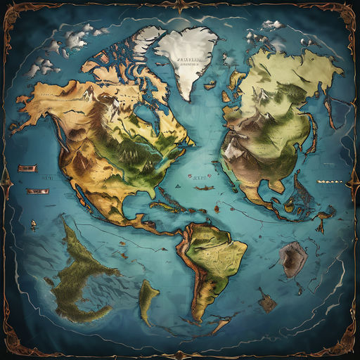A large fantasy map with three continents by Rikka VOIN - Playground