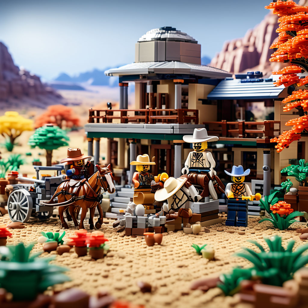 A Lego Western set with 5 Cowboys and 2 cowgirls by O. K. - Playground
