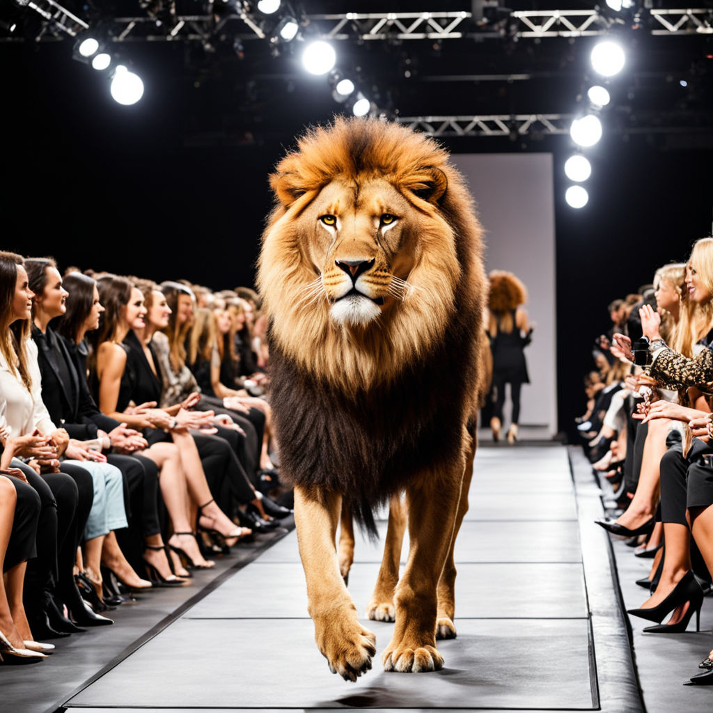 The Lion Is Walking The Catwalk At A Fashion Show By Joydeb Sarkar Playground