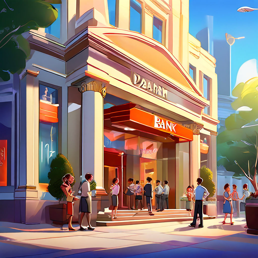 Cartoon-style bank facade by Justine Roy - Playground