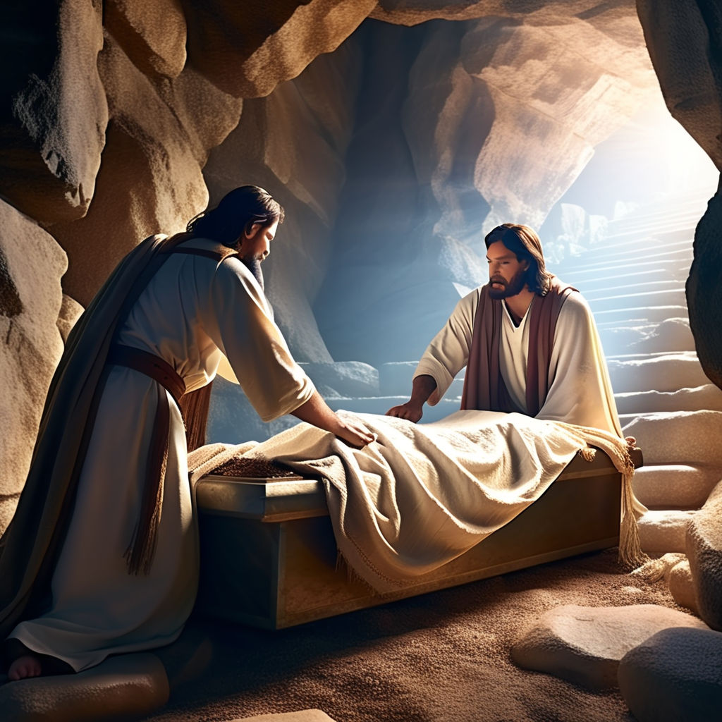 Joseph of Arimathea placing the body of Jesus in the tomb by Ricardo Romeo - Playground