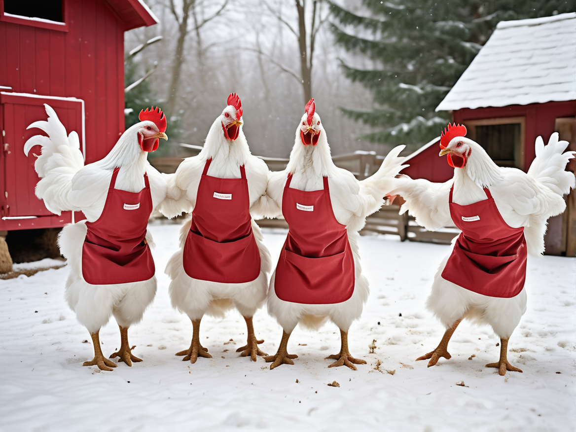 Trio of white chickens by Deborah Bailey - Playground