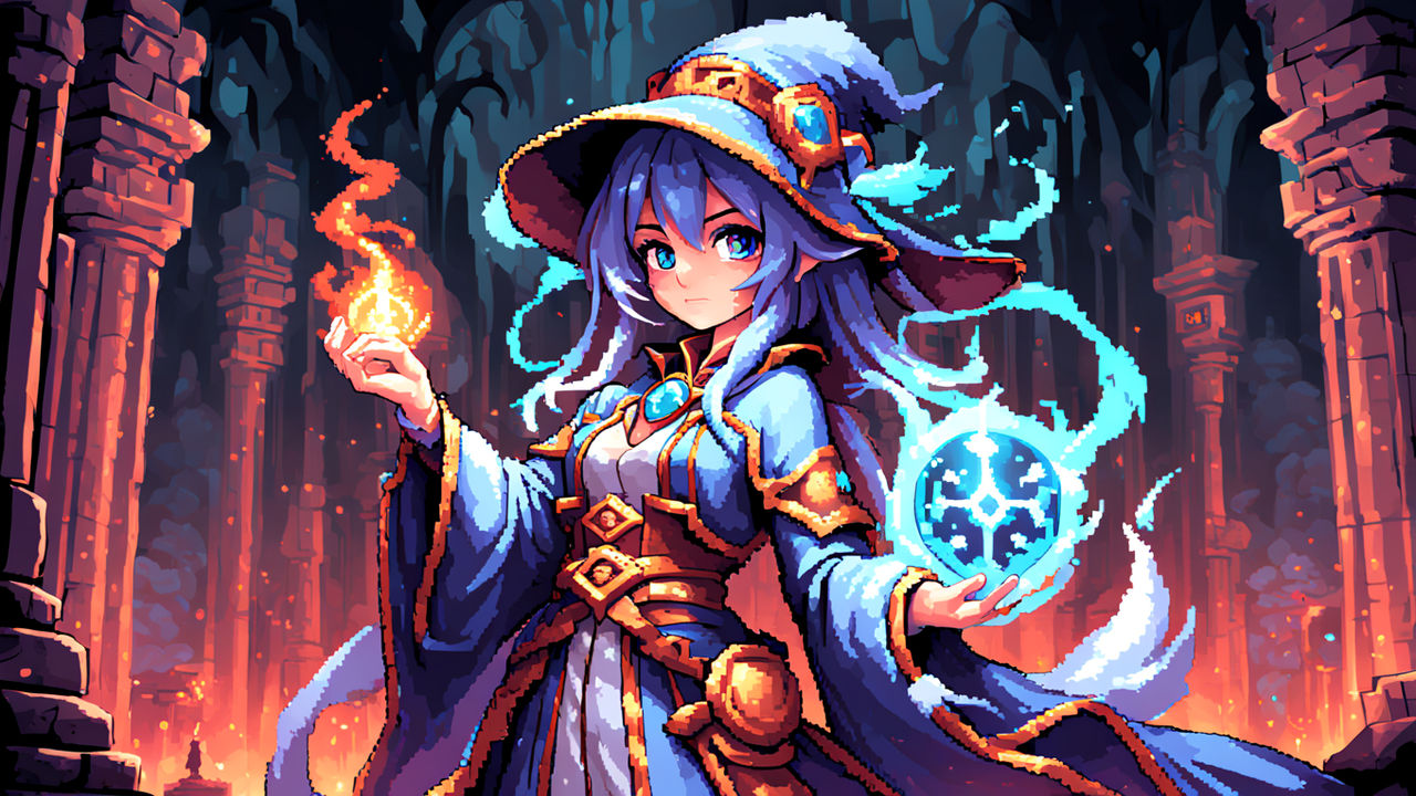 A very beautiful mage in pixel art form by Jose Danilo - Playground