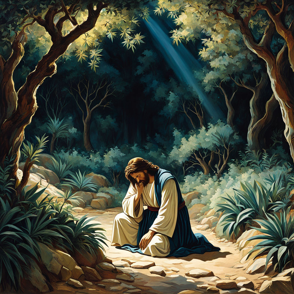 Jesus christ in the garden of gethsemane. Intensified prayer... by ...