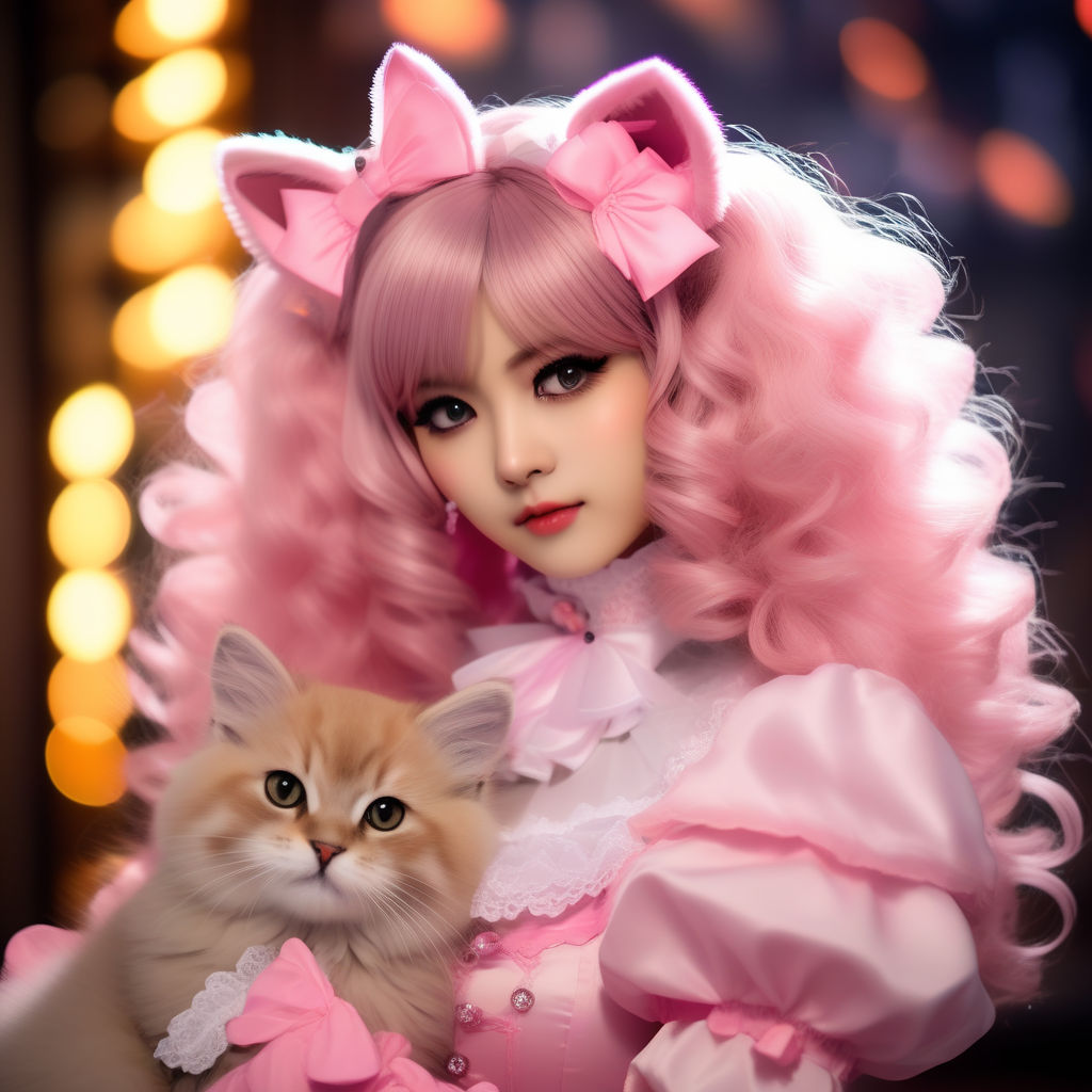 Lolita pink anime cat japan cosplay https by 蒼海 - Playground