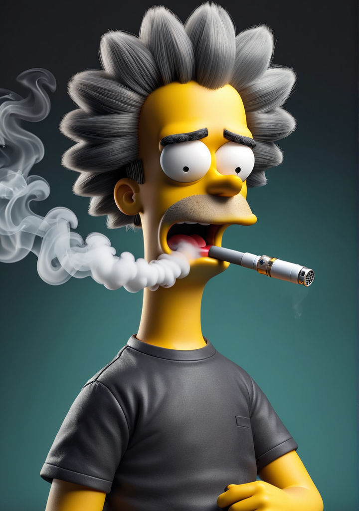 Bart simpson sucking on a vape in his right hand with normal... by ...