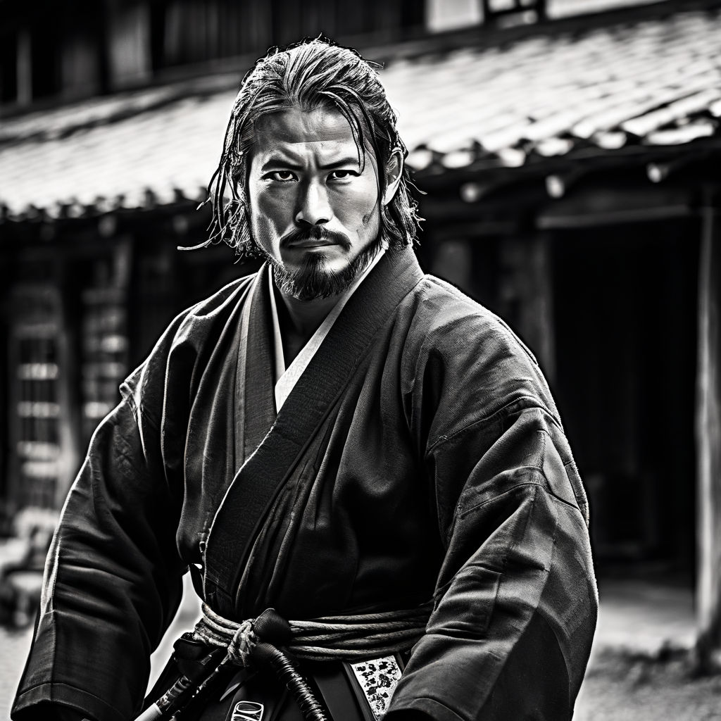 Ronin practicing kendo in a traditional Japanese village wea... by Lee ...