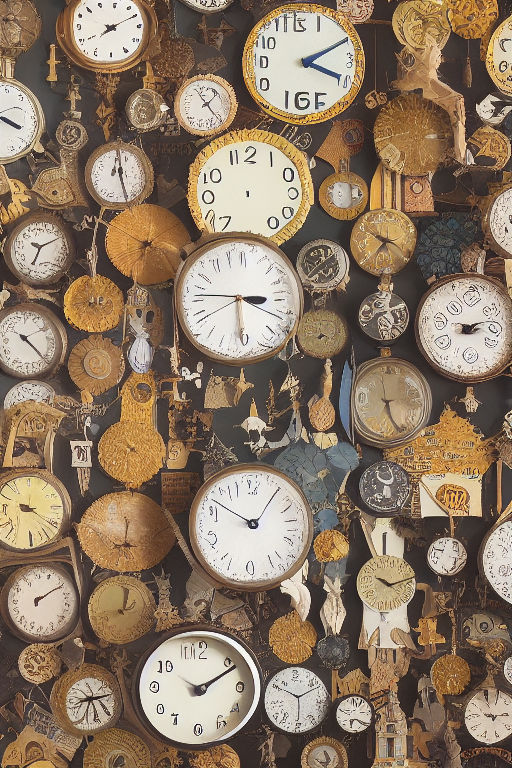 Symmetric vintage paper art collage with thousands of clock... by rAND ...