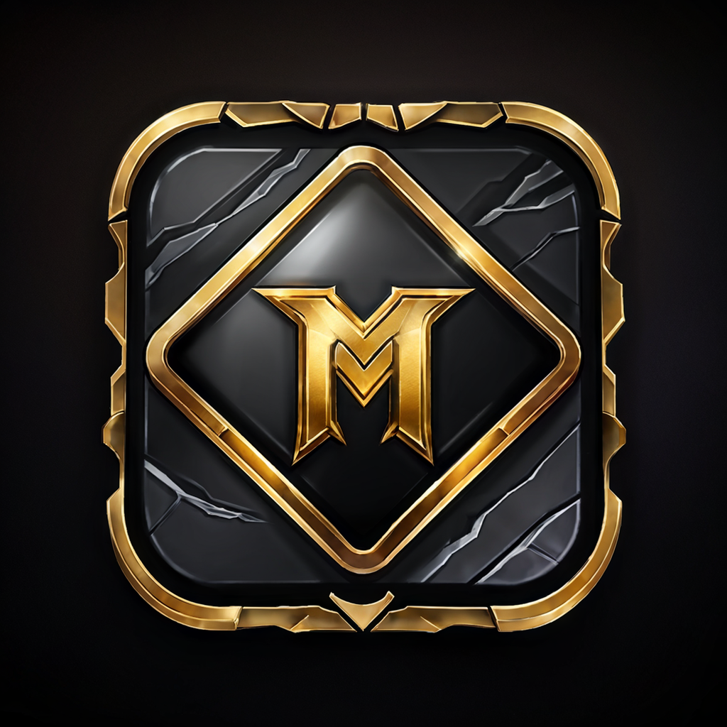 Icon for a mobile game. button. middle-aged. black with gold... by Юрий ...