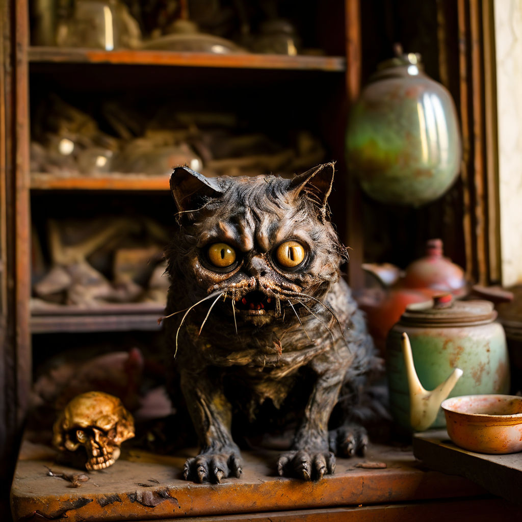 A chubby zombie cat from the early 20th century by 黄中青 - Playground