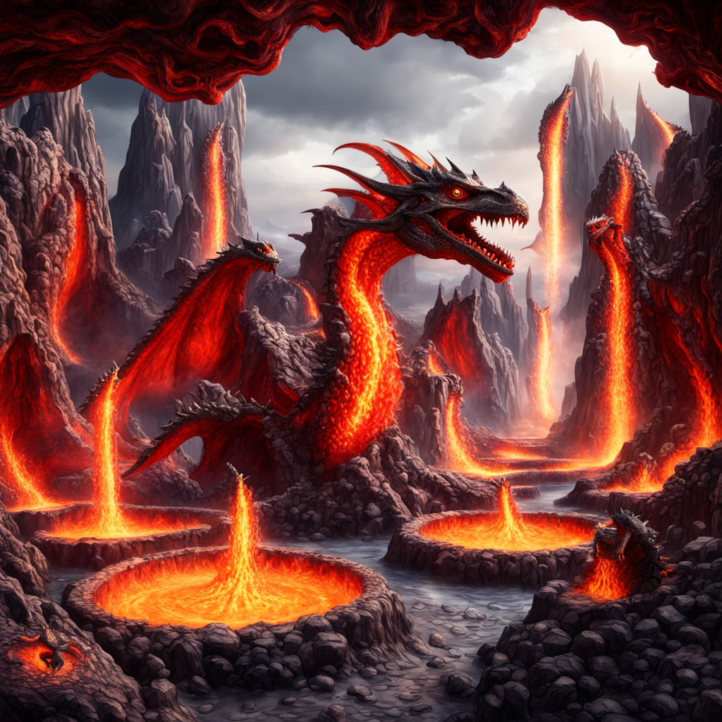 Magical realm for dragons. Active volcano dragon lair. 4 fou... by Ash ...