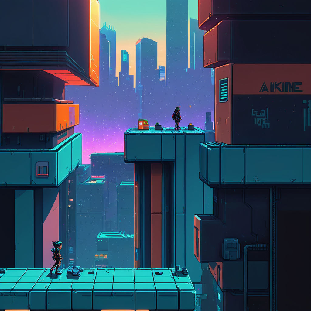 Colored vivid pixel art 2d side scroller platformer style pi... by ...