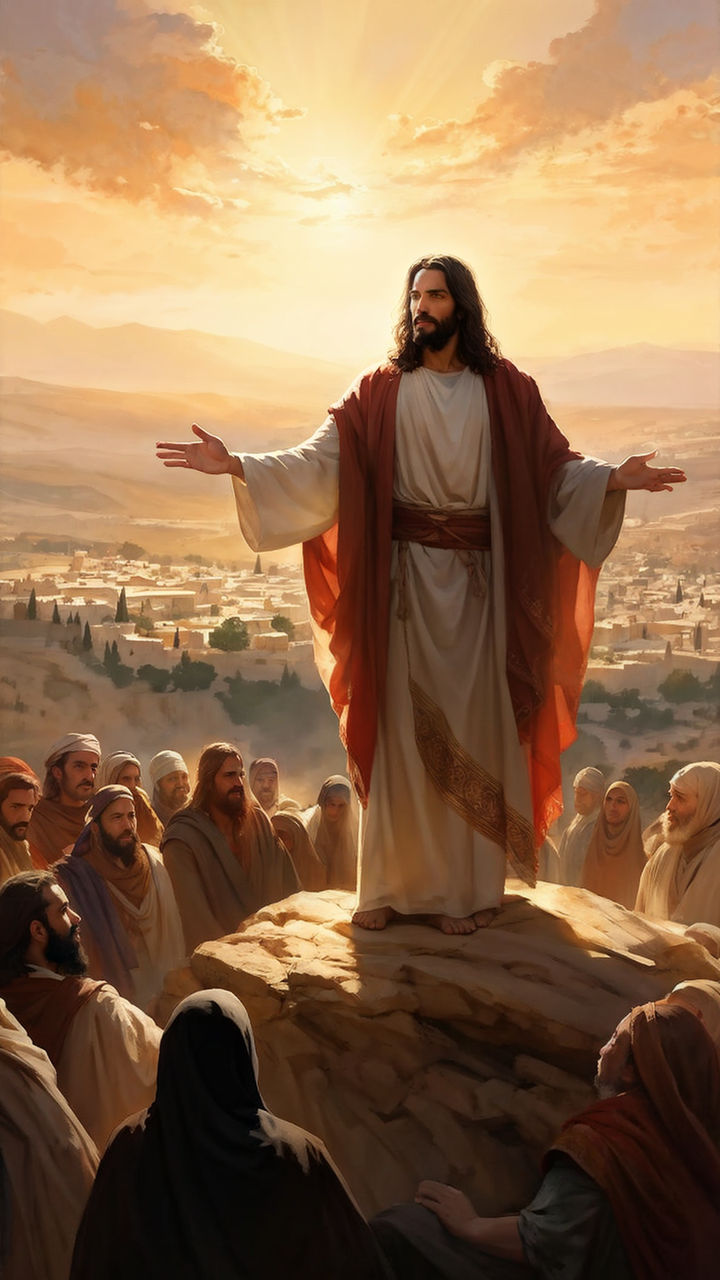 Jesus Christ standing atop a small hill by Paolo Quiroz - Playground