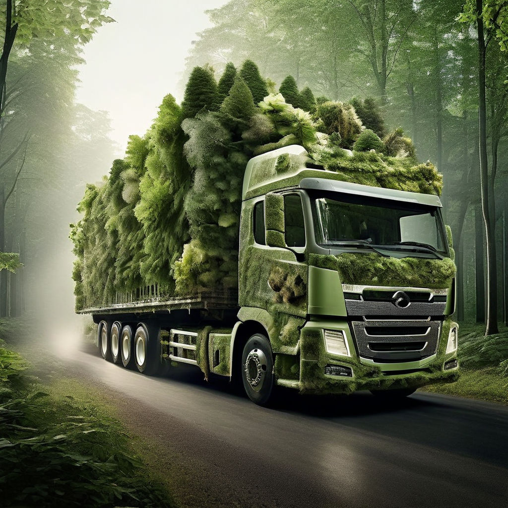 Modern logistic-truck-made-of-trees-with-co2 by Karin Saltori - Playground