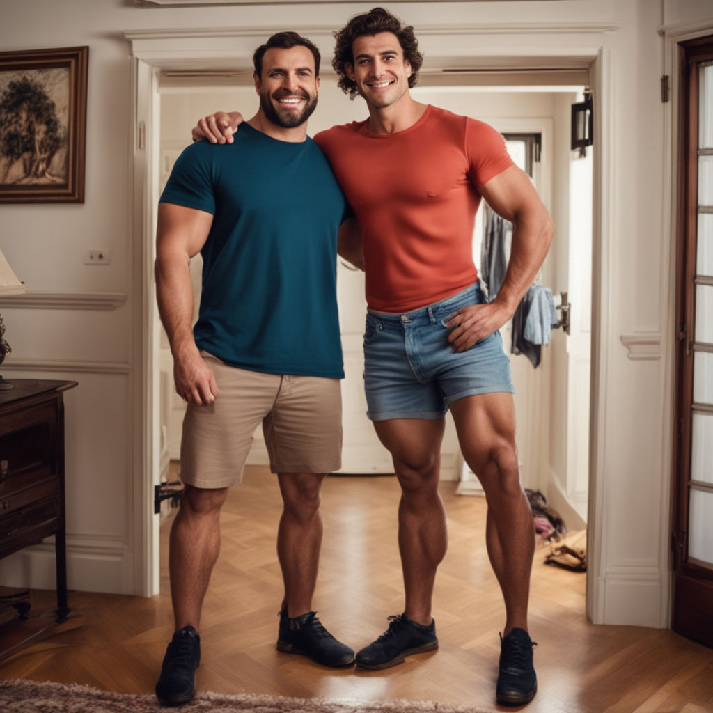 8 foot tall muscular 30 year old Greek man standing inside h... by ...