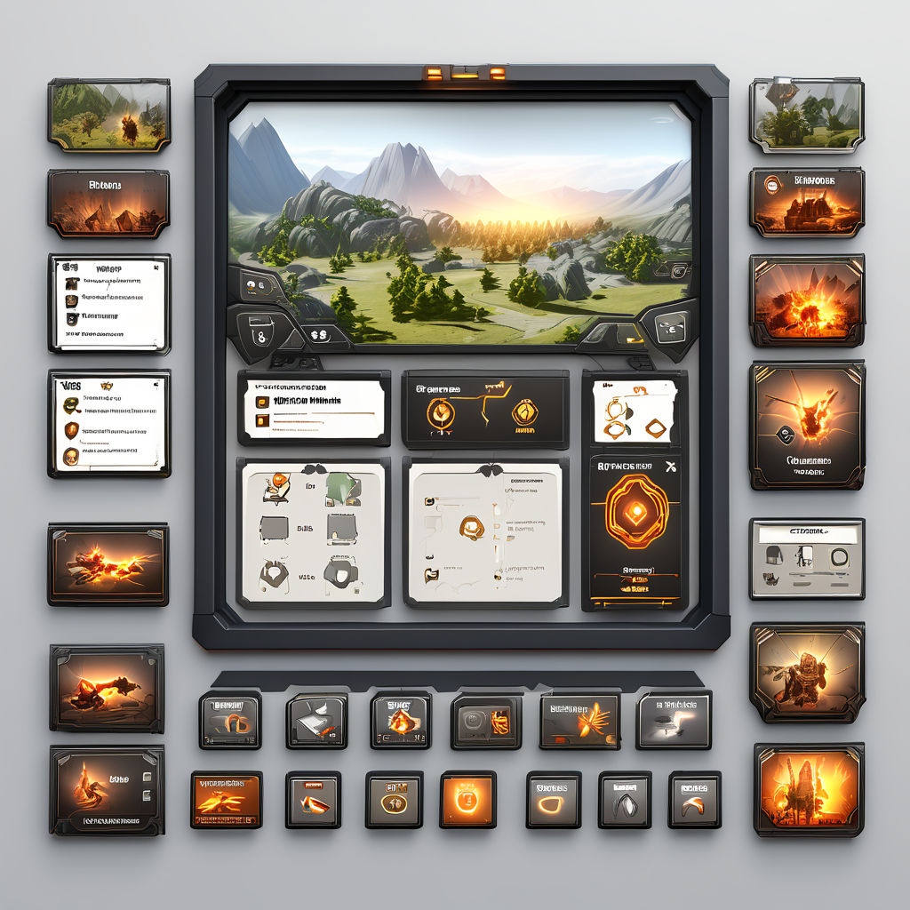 RTS game UI kit mockup featuring framed game scene layout on... by sonia sony - Playground