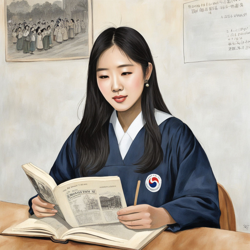 "Draw the image of a South Korean female college student rea... by 김한경 ...