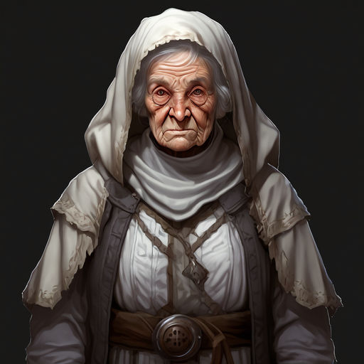 DnD old lady halfling nun by Renor Oliveira - Playground