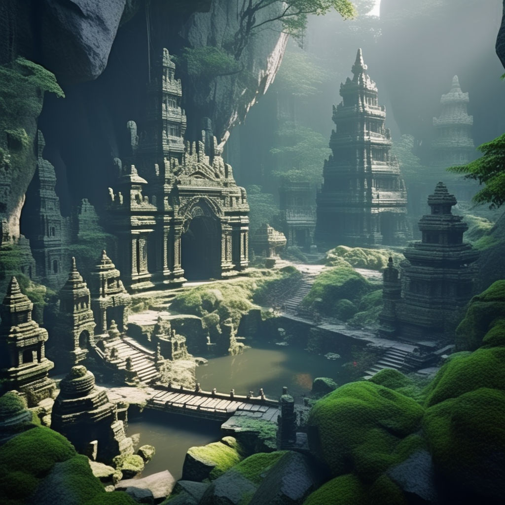 Generate a captivating cinematic adventure scene set in a my... by ...