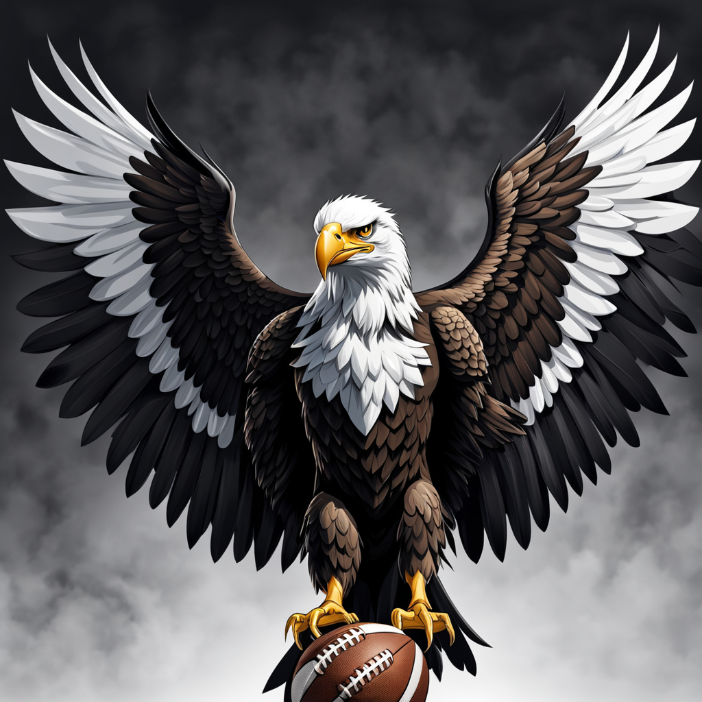 Muscular eagle with outstretched wings clutching an American... by Ron ...