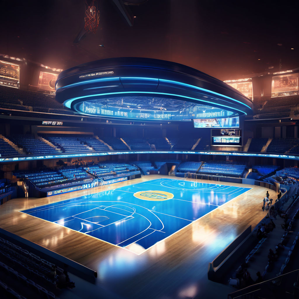 Create a indoor futuristic basketball stadium for the UCLA B... by ...